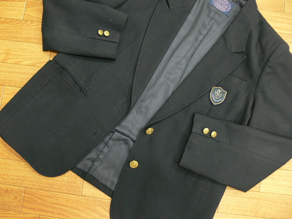 制服市場 - 兵庫県 #3684 《兵庫県立 津名高校》大きなサイズ 黒系ブレザー制服冬セット サイズLL