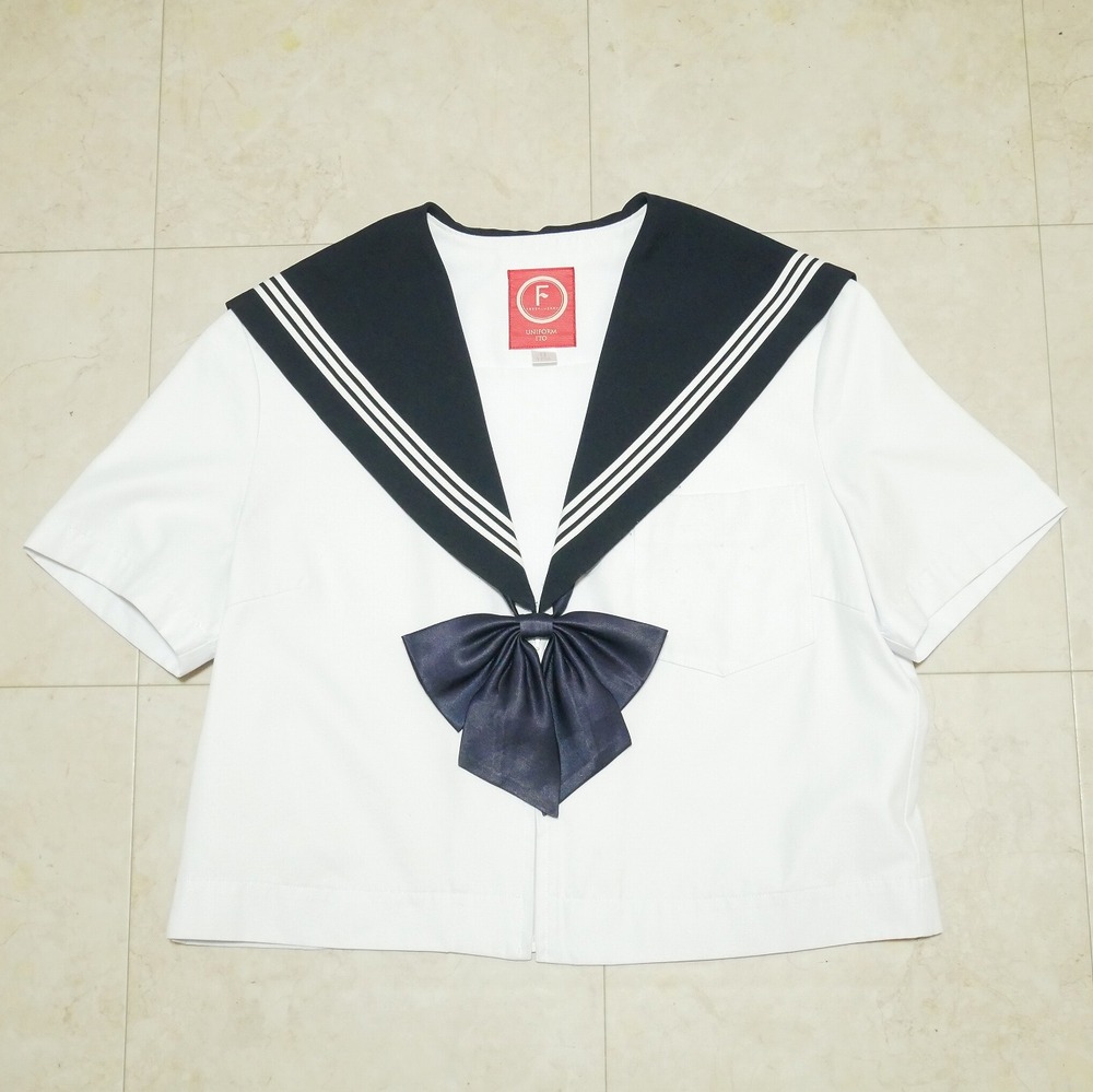 制服市場 - [不明] 5302 中高セーラー服 白襟3本ライン上のみ 大きいサイズ 170A 夏服 半袖 女子