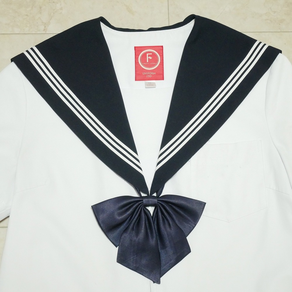 制服市場 - [不明] 5302 中高セーラー服 白襟3本ライン上のみ 大きいサイズ 170A 夏服 半袖 女子