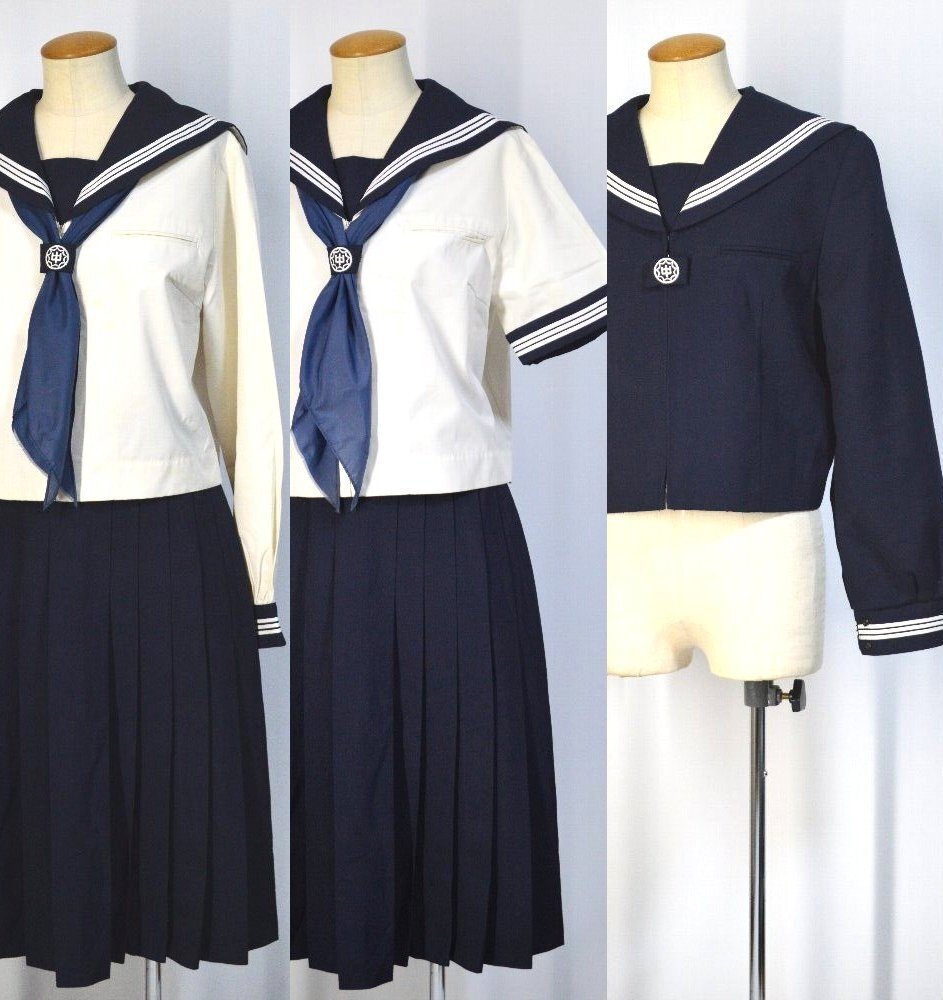 制服市場 - 埼玉県 ふじみ野市立福岡中学校 3ラインセーラー冬夏中間服 前開き 裏地付き MICHEL KLEIN＊T3624
