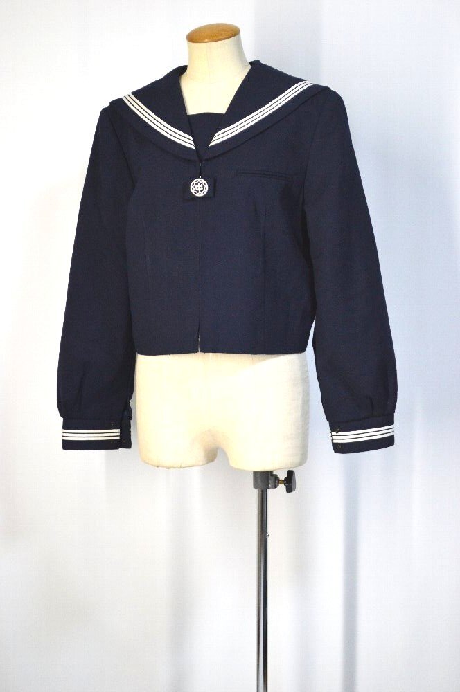 制服市場 - 埼玉県 ふじみ野市立福岡中学校 3ラインセーラー冬夏中間服 前開き 裏地付き MICHEL KLEIN＊T3624