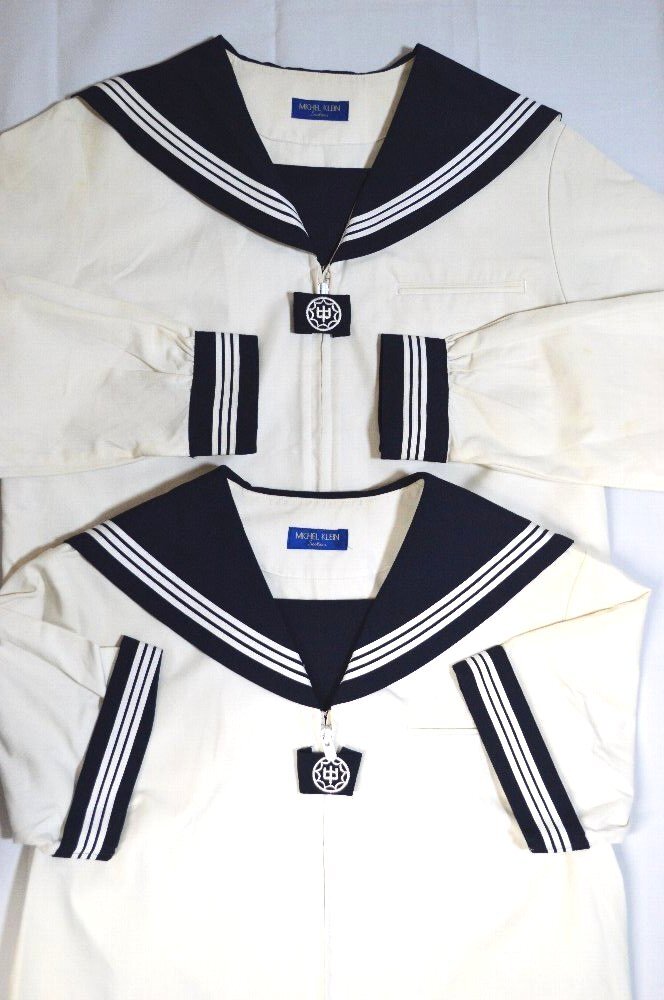 制服市場 - 埼玉県 ふじみ野市立福岡中学校 3ラインセーラー冬夏中間服 前開き 裏地付き MICHEL KLEIN＊T3624