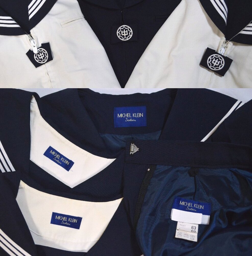 制服市場 - 埼玉県 ふじみ野市立福岡中学校 3ラインセーラー冬夏中間服 前開き 裏地付き MICHEL KLEIN＊T3624