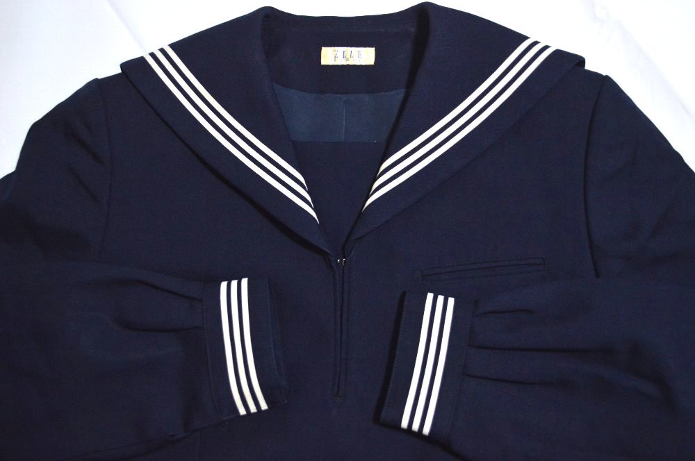 制服市場 - 大size W76 埼玉県立 松山女子高等学校 3ラインセーラー冬服 裏地付き ELLE ECOLE＊T3915