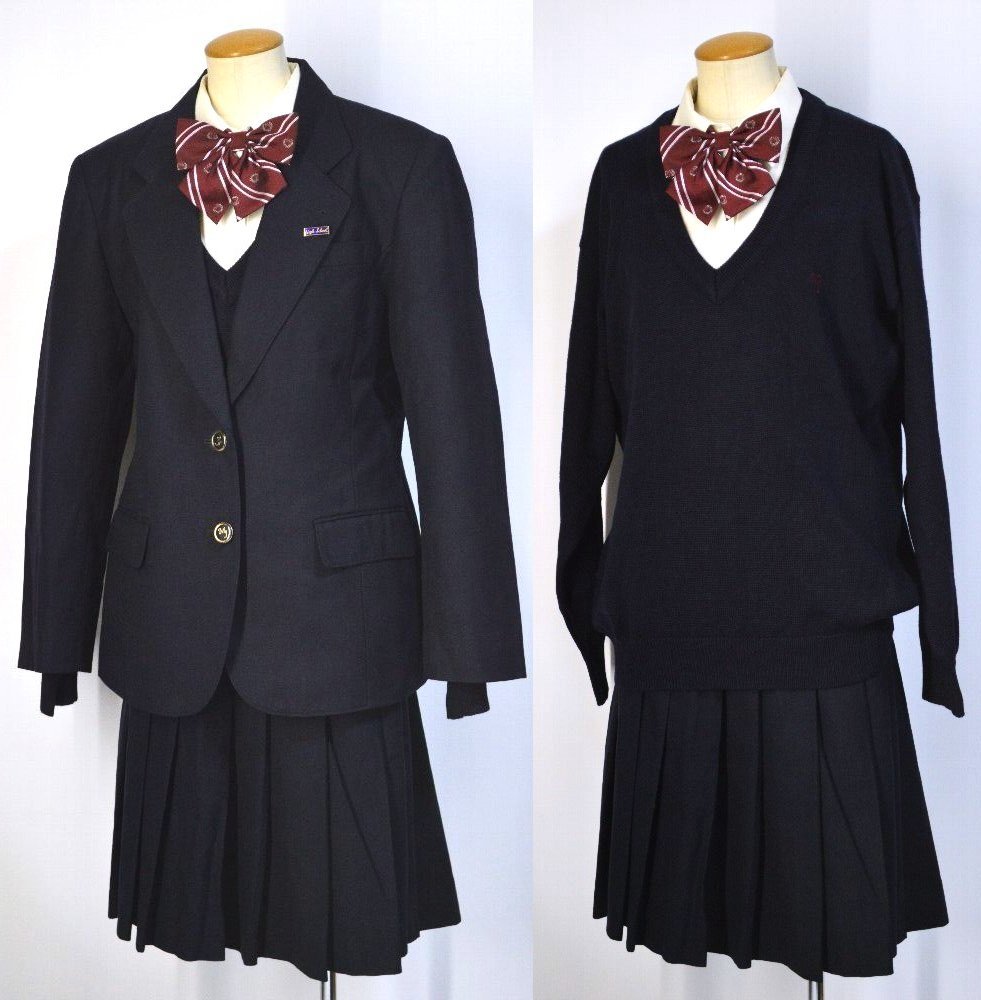 制服市場 - 大size W76 東京都 武蔵野女子学院中学校・高等学校 冬夏服 タイ リボン 校章 10点＊T3978