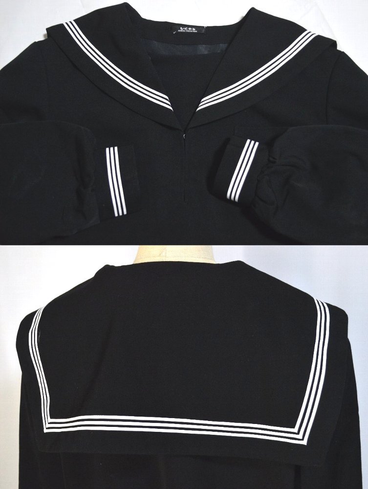 制服市場 - 大size W76 静岡県 3ライン黒セーラー冬服 スカーフ 体操着＊T4055
