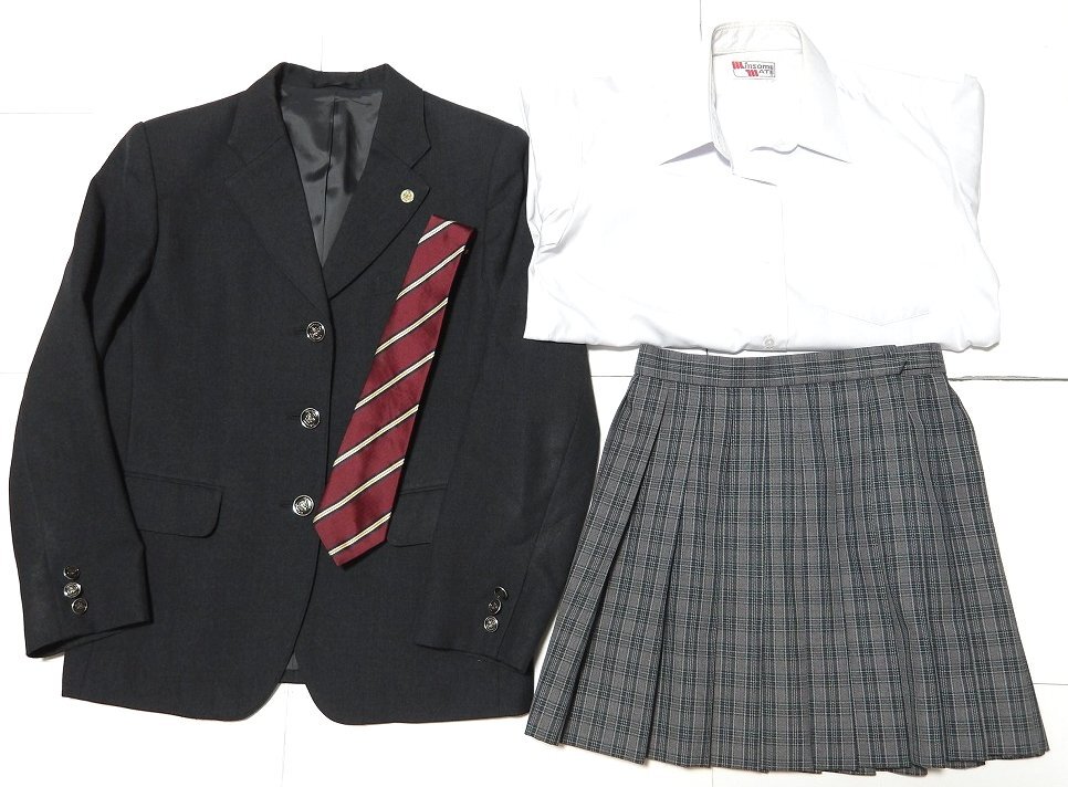 制服市場 - 神奈川県 県立相模原総合高校 女子制服セット（ブレザー+冬スカート+長袖シャツ+ネクタイ）m2156